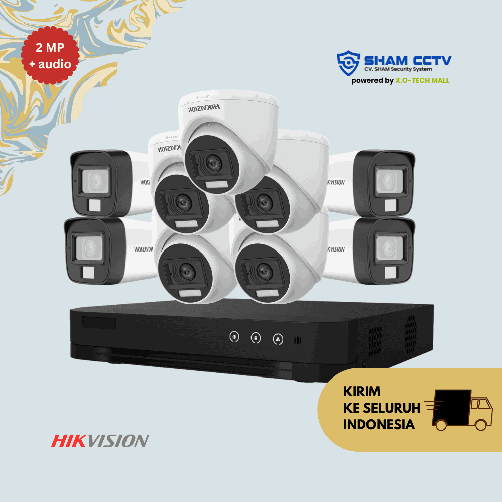 Paket CCTV Hikvision 2MP Audio Infrared 9 Kamera - SHAM CCTV